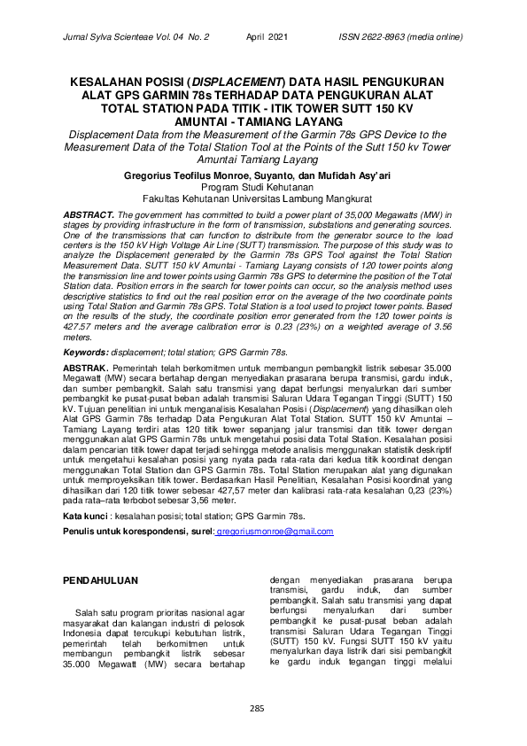 (PDF) KESALAHAN POSISI (DISPLACEMENT) DATA HASIL PENGUKURAN ALAT GPS ...