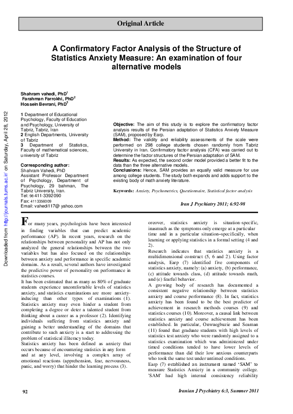 (PDF) A Confirmatory Factor Analysis of the Structure of Statistics ...