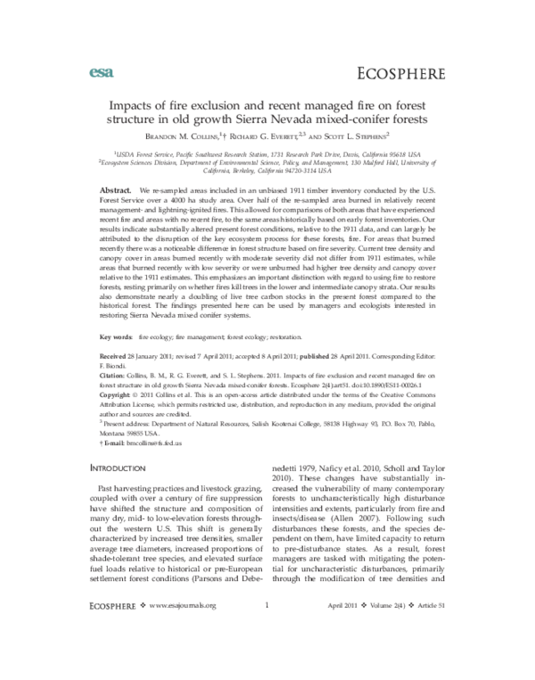 (PDF) Impacts of fire exclusion and recent managed fire on forest ...