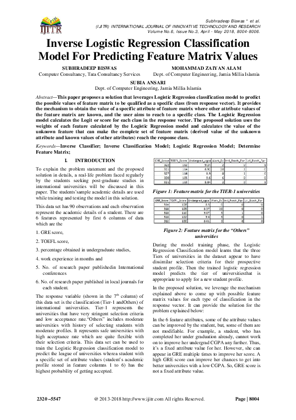 (PDF) Inverse Logistic Regression Classification Model for Predicting ...