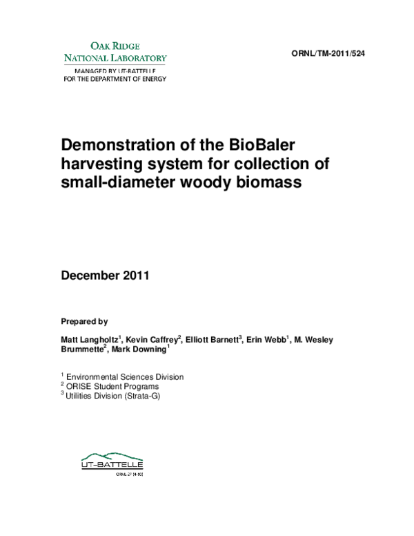 (PDF) Demonstration of the BioBaler harvesting system for collection of ...