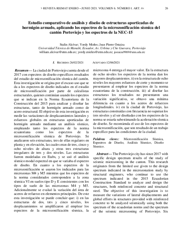 (PDF) Estudio comparativo de análisis y diseño de estructuras aporticadas de hormigón armado ...