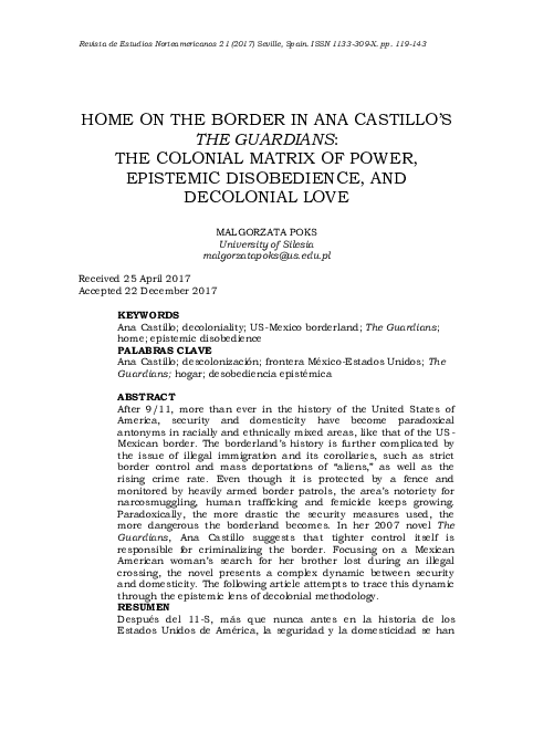 (PDF) Home on the border in Ana Castillo‘s "The guardians": the ...