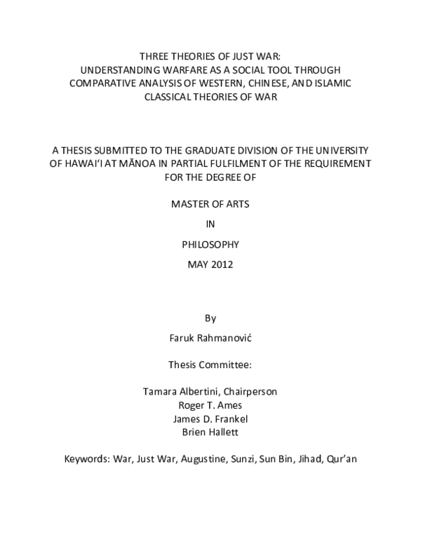 (PDF) Three theories of just war : understanding warfare as a social ...