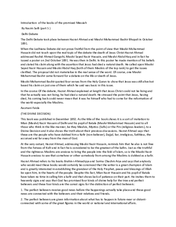 (DOC) Introduction of the books of the promised Messiah