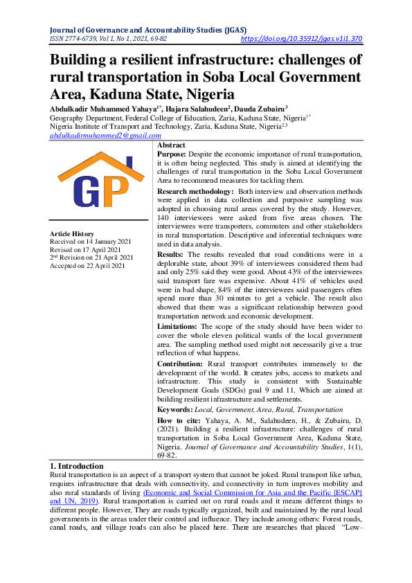 (PDF) Building a resilient infrastructure: challenges of rural ...