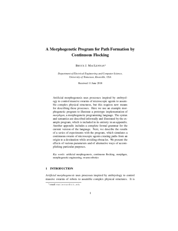 (PDF) A Morphogenetic Program for Path Formation by Continuous Flocking