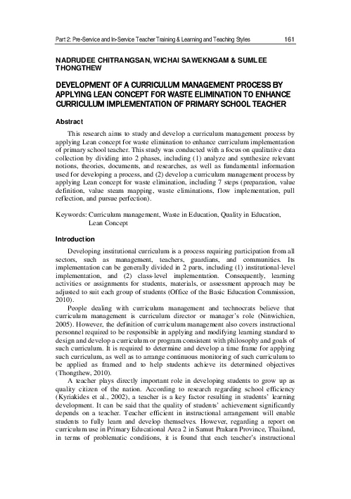 (PDF) Development of a Curriculum Management Process by Applying Lean ...