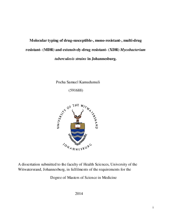 Molecular typing of drug-susceptible-, mono-resistant-, multi-drug resistant- (MDR) and ...