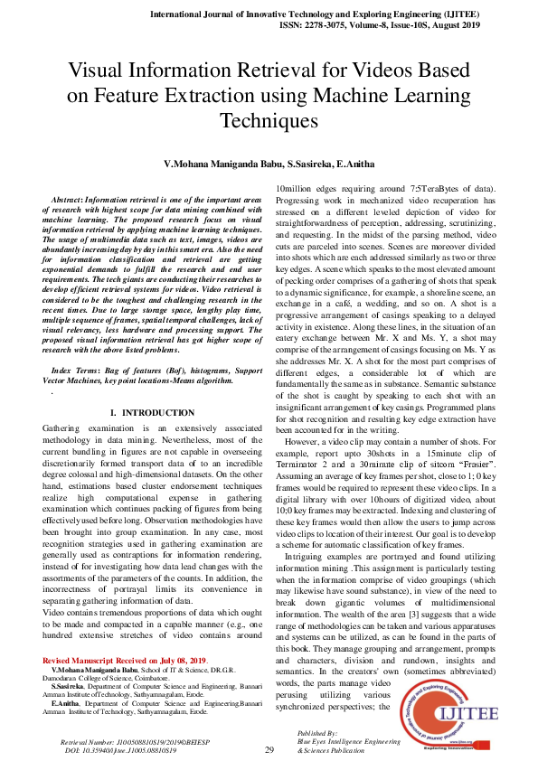 (PDF) Visual Information Retrieval for Videos Based on Feature ...