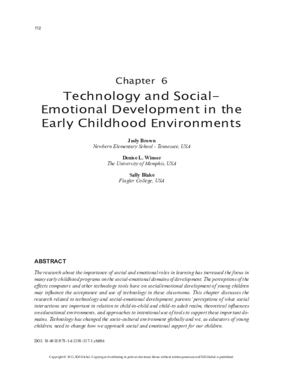 (PDF) Technology and Social-Emotional Development in the Early ...