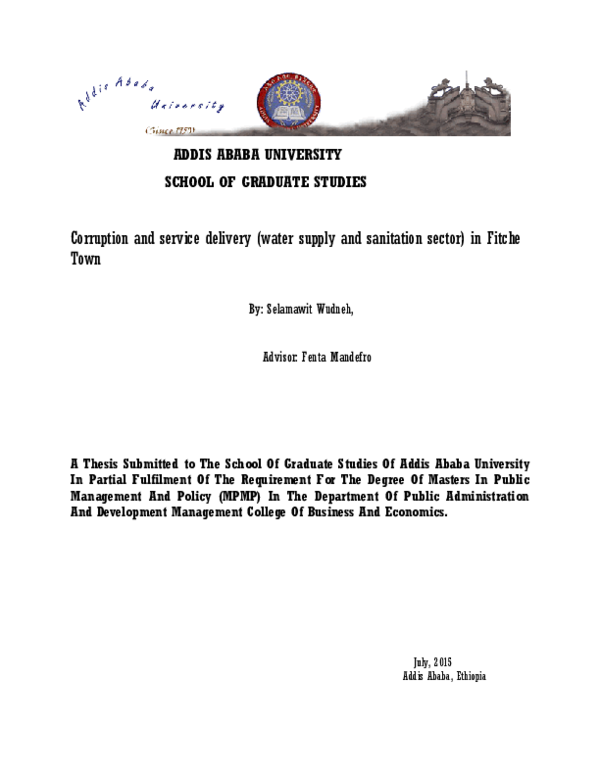 (PDF) Corruption and Service Delivery (Water Supply and Sanitation ...