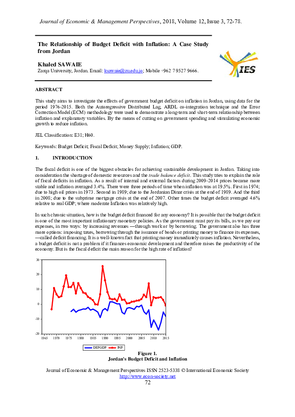 (PDF) The Relationship of Budget Deficit with Inflation: A Case Study ...