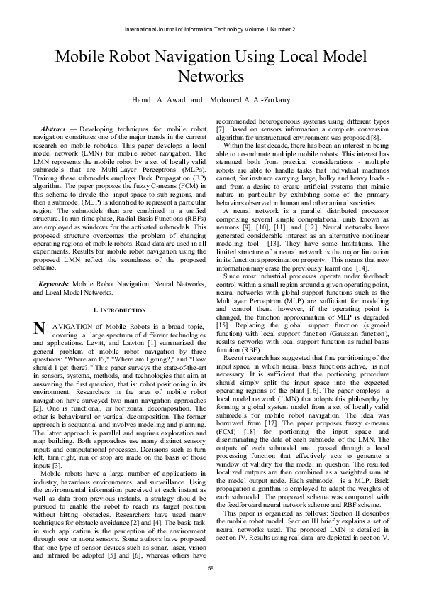 Pdf Mobile Robot Navigation Using Local Model Networks