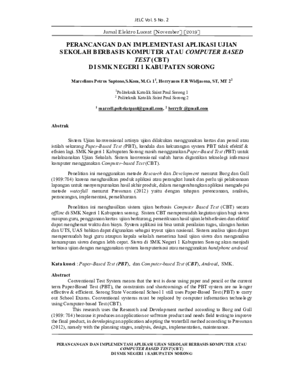 (PDF) PERANCANGAN DAN IMPLEMENTASI APLIKASI UJIAN SERTIFIKASI PADA ...