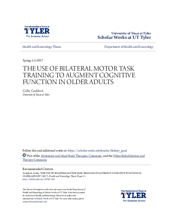 (PDF) The Use of Bilateral Motor Task Training to Augment Cognitive ...