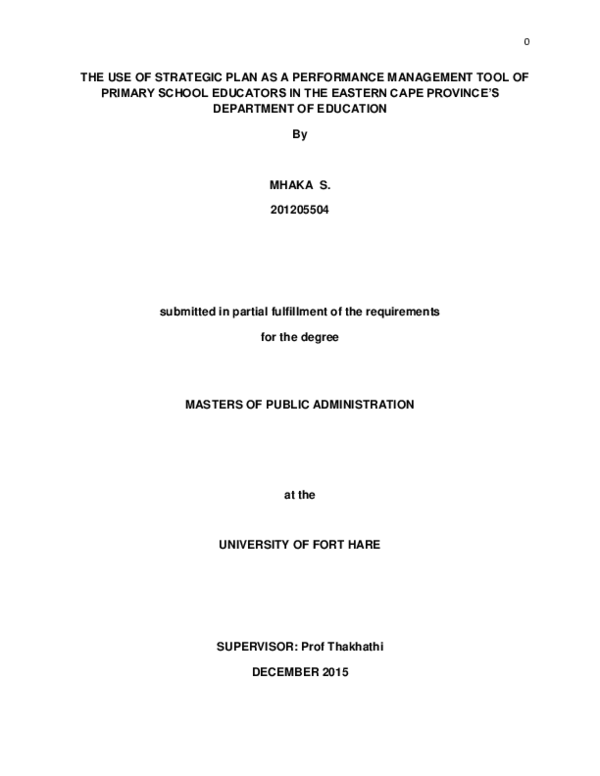 (PDF) The use of strategic plan as a performance management tool of ...