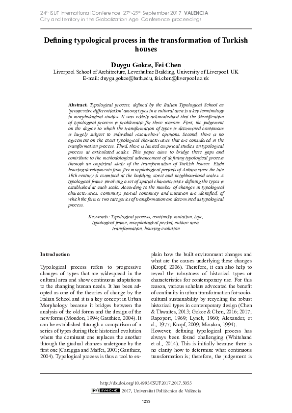 (PDF) Defining typological process in the transformation of Turkish houses