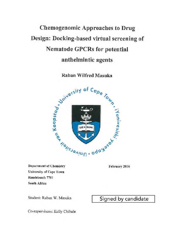 (PDF) Chemogenomic approaches to drug design : docking-based virtual screening of nematode GPCRs ...