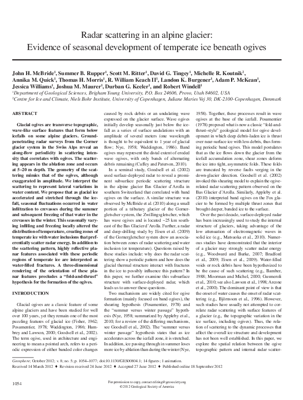 (PDF) Radar scattering in an alpine glacier: Evidence of seasonal ...