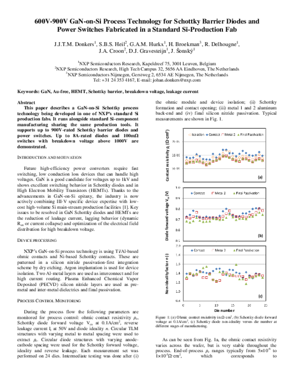(PDF) 600V-900V GaN-on-Si Process Technology for Schottky Barrier Diodes and Power Switches ...