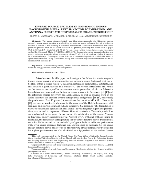 (PDF) Inverse Source Problem in Nonhomogeneous Background Media. Part II: Vector Formulation and ...