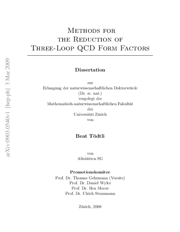 (PDF) Methods for the Reduction of Three-Loop QCD Form Factors