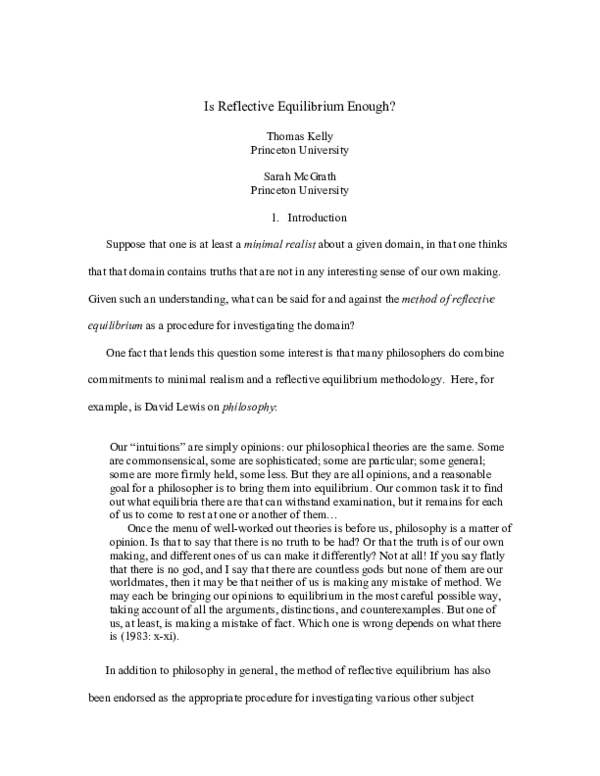 (PDF) Is Reflective Equilibrium Enough?