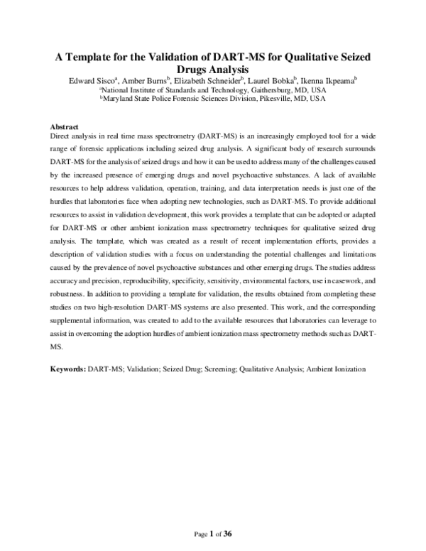 (PDF) A Template for the Validation of DART-MS for Qualitative Seized ...