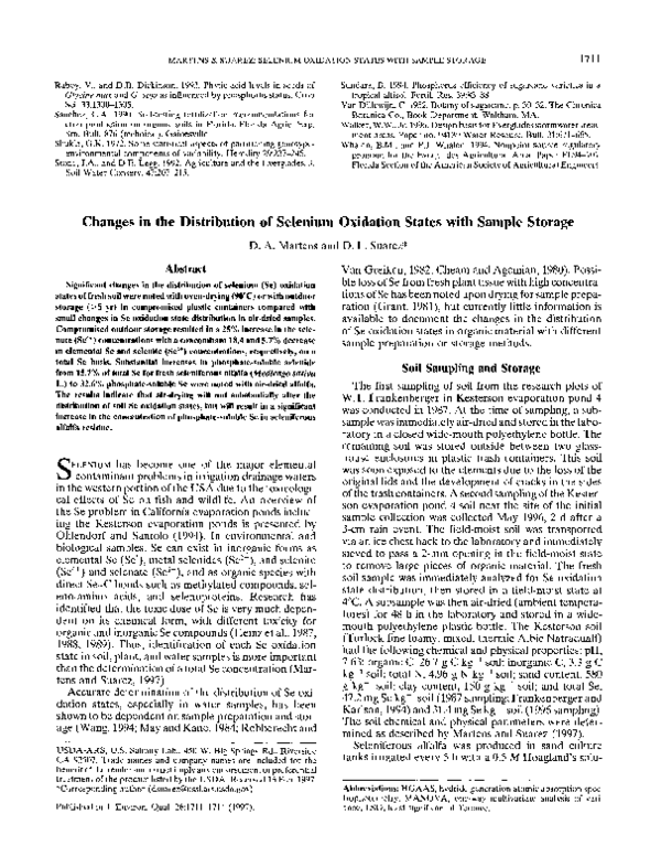 (PDF) Changes in the Distribution of Selenium Oxidation States with ...