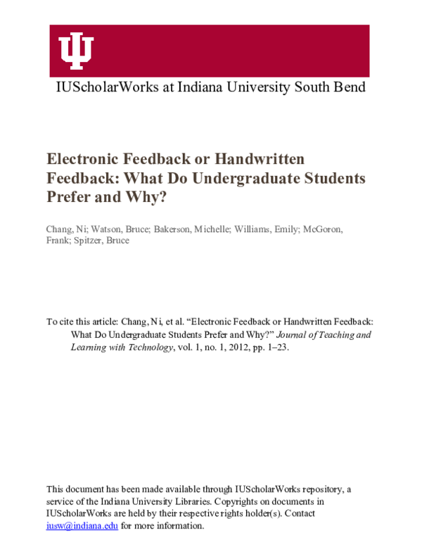 (PDF) Electronic feedback or handwritten feedback: What do ...