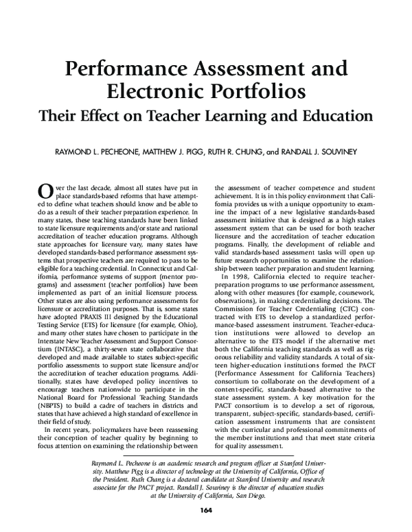(PDF) Performance assessment and electronic portfolios: Their effect on teacher learning and ...