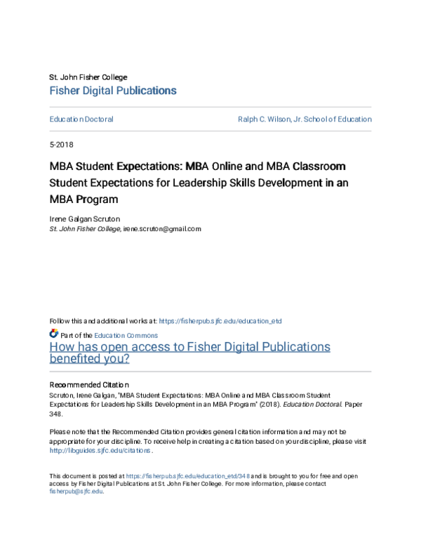 (PDF) MBA Student Expectations: MBA Online and MBA Classroom Student ...