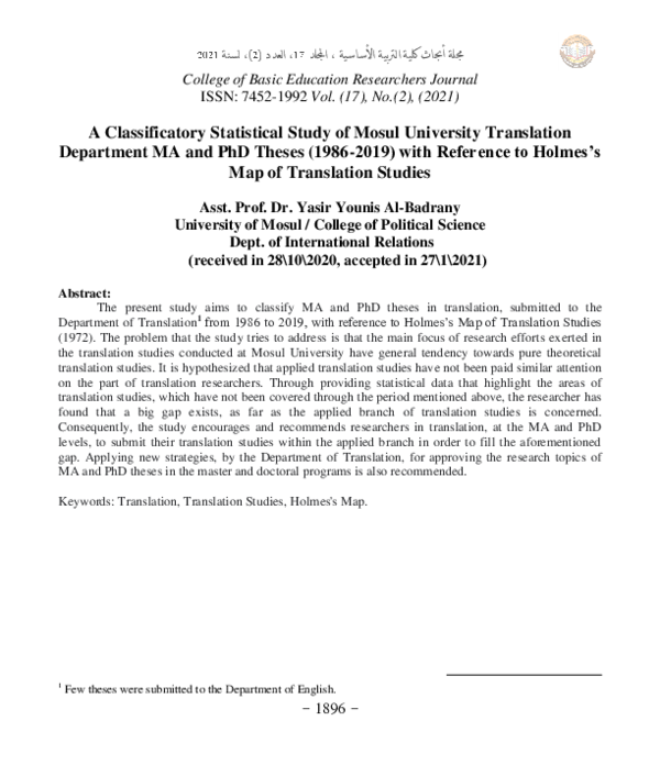 (PDF) A Classificatory Statistical Study of Mosul University ...