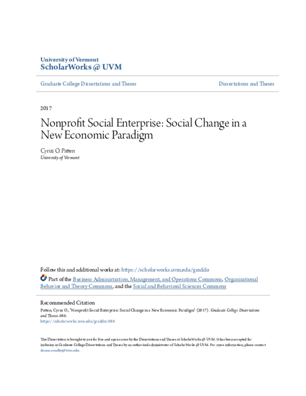 (PDF) Nonprofit social enterprise: Social change in a new economic ...