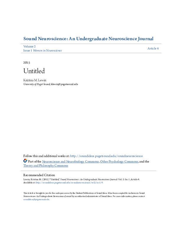 (PDF) Sound Neuroscience: An Undergraduate Neuroscience Journal