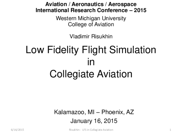 (PDF) Low Fidelity Flight Simulation in Collegiate Aviation