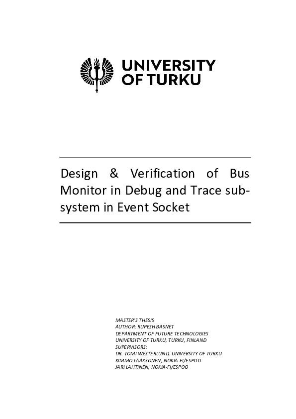 (PDF) Design and Verification of Bus Monitor in Debug and Trace sub ...