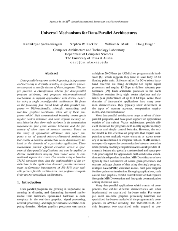 (PDF) Universal mechanisms for data-parallel architectures