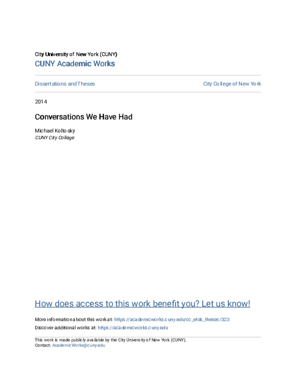 (PDF) Conversations We Have Had