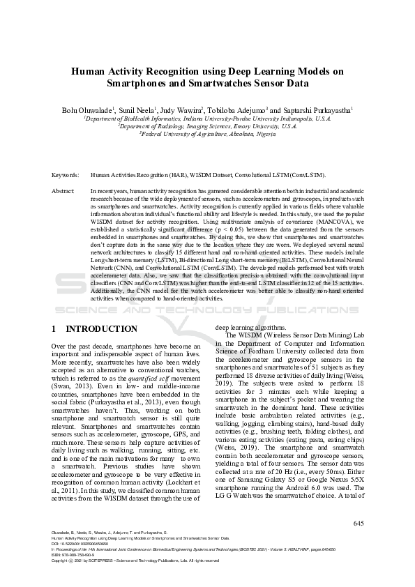 (PDF) Human Activity Recognition using Deep Learning Models on ...