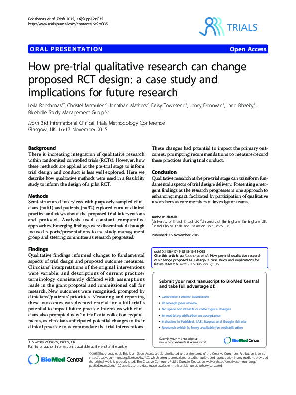 (PDF) How pre-trial qualitative research can change proposed RCT design ...