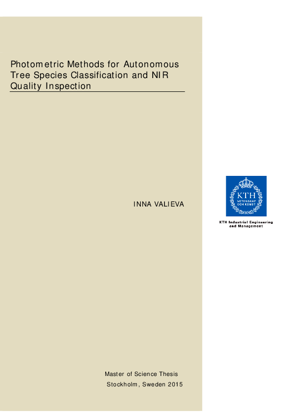 (PDF) Photometric Methods for Autonomous Tree Species Classification and NIR Quality Inspection
