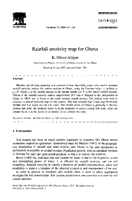 (PDF) Rainfall erosivity map for Ghana