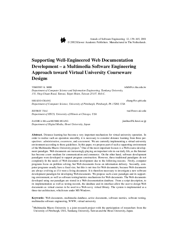 (PDF) Supporting Well-Engineered Web Documentation Development – a Multimedia Software ...
