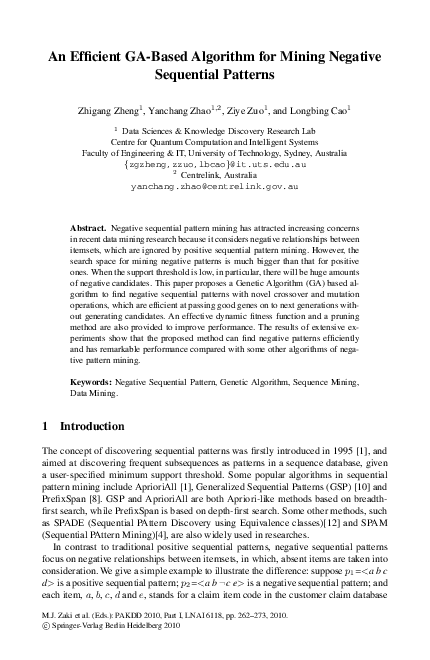 (PDF) An Efficient GA-Based Algorithm for Mining Negative Sequential ...