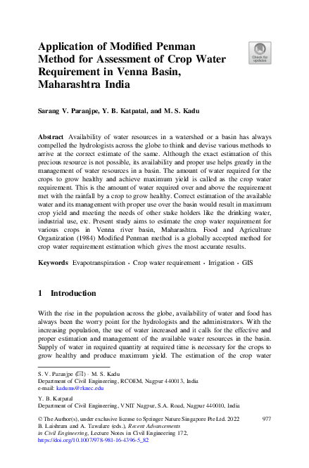 (PDF) Application of Modified Penman Method for Assessment of Crop ...