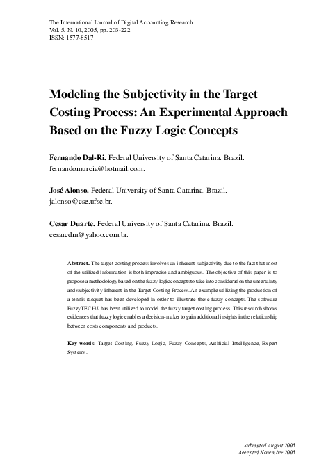 (PDF) Modeling the subjetivity in the target costing process: an ...