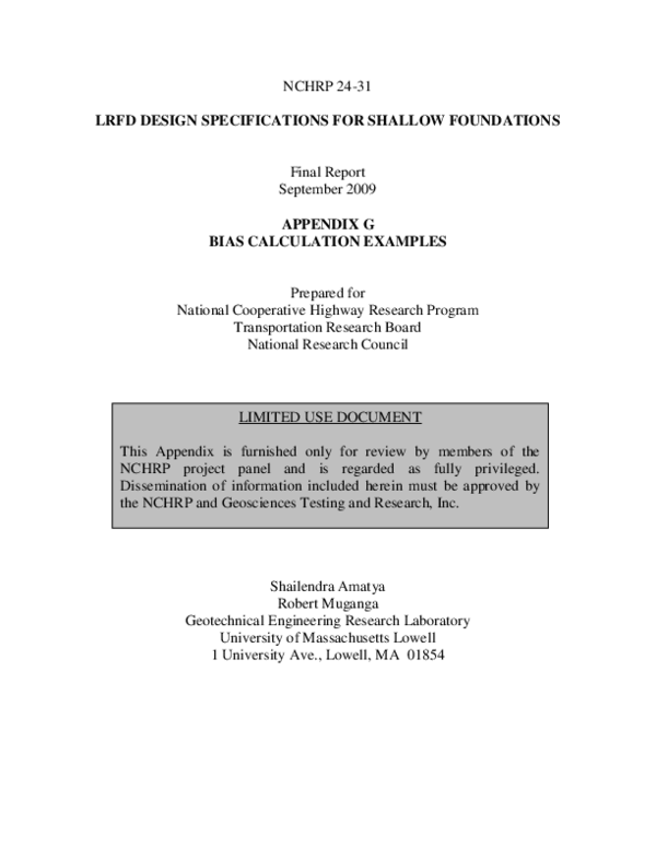 (PDF) NCHRP 24-31 LRFD Design Specifications for Shallow Foundations