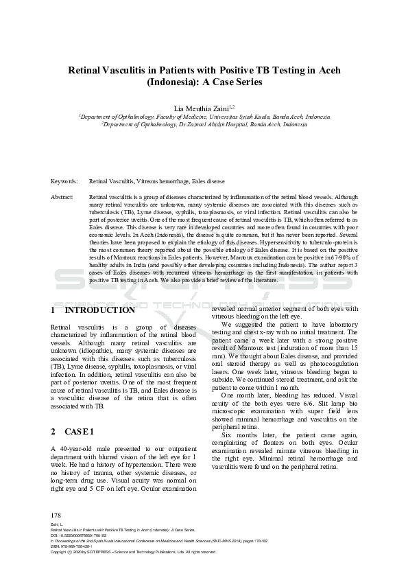 (PDF) Retinal Vasculitis in Patients with Positive TB Testing in Aceh ...